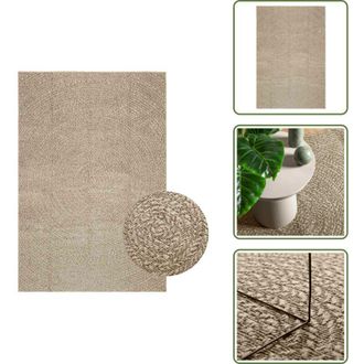 vidaXL Teppich ZIZUR Beige 140x200 cm Jute-Optik Indoor und Outdoor - Teppich - Au&szlig;enteppich - Fu&szlig;matte - Bodenmatte