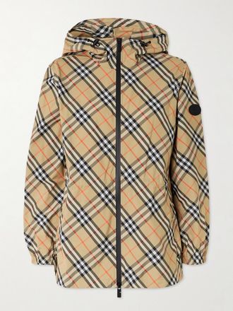 Burberry Jacke Aus Shell Mit Karomuster Und Kapuze - Neutral