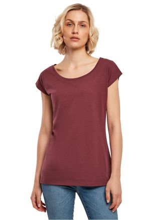 Build Your Brand Damen T-Shirt Ladies Wide Neck Tee, Farbe Cherry, Gr&ouml;&szlig;e 4XL