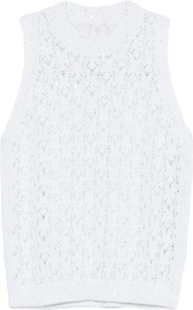 Eleventy Femme, Tops, Blanc, Taille: 42 FR Gilet in filo