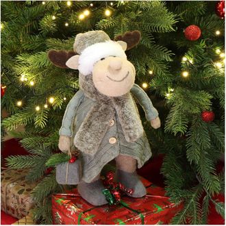 Com-Four Weihnachts-Rentier - winterliche Elch-Figur als Dekoaufsteller - niedliche Weihnachtsdeko als Raumschmuck - schwedischer Dekoartikel - Winterdekoratio