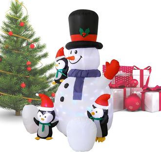 Generic Weihnachtsschneemann aufblasbar - RGB-LED-, Weihnachtsschneemann im Freien | Dekoration f&uuml;r den Innen- und Au&szlig;enbereich, Rasen, Hof, mit 3 Pinguinen -