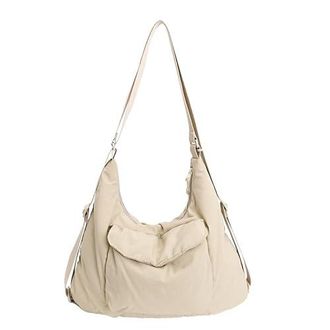 Generic Sac fourre-tout en nylon de couleur unie de grande capacit&eacute; pour femme, pour le travail, le shopping, les voyages au quotidien, blanc, 400.00x250.00x1