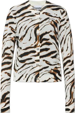Ganni Femme, Pulls, Beige, Taille: 36 FR Cardigan Imprim&eacute; Animal
