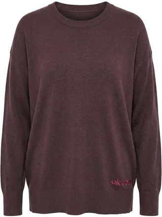 Miamoda Strickpullover Pullover Loose Fit Schriftzug am Saum Langarm