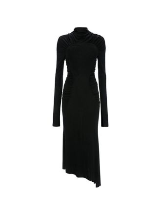Victoria Beckham Womens Midi Dress Black Viscose