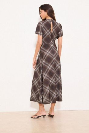 Lipsy Midikleid Lipsy Midikleid mit seitlichem Knoten, Karomuster (1-tlg)