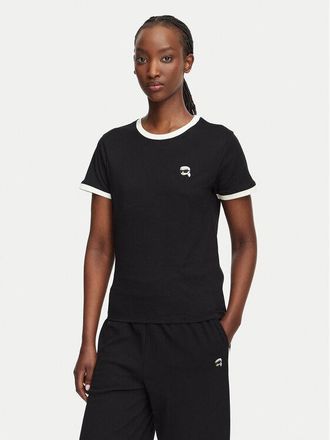 Karl Lagerfeld T-Shirt Ikon Patch A3W17078 Schwarz Slim Fit