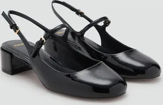 Mango Lackleder-Pumps mit Blockabsatz schwarz - Damen - 35 - MANGO