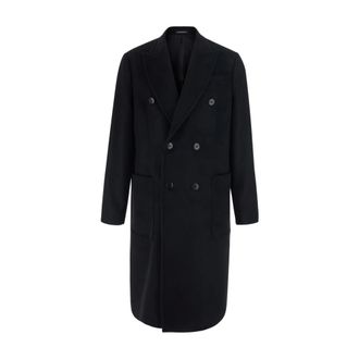 Emporio Armani Homme, Manteaux, Noir, Taille: M Manteau crois&eacute; en cachemire et laine