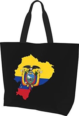 AOOEDM Carte du drapeau de l&Eacute;quateur Sac &agrave; provisions r&eacute;utilisable en toile pour dames