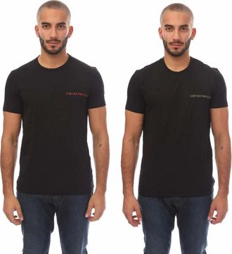 Emporio Armani T-Shirt Rundhalsausschnitt für Herren(2er-Pack) (Schwarz)
