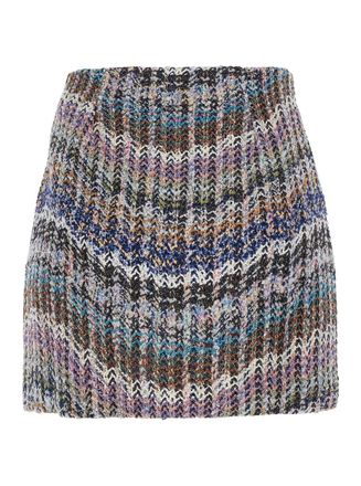 Missoni Womens Mini Skirt With Multicolour Zigzag Motif Polyamide