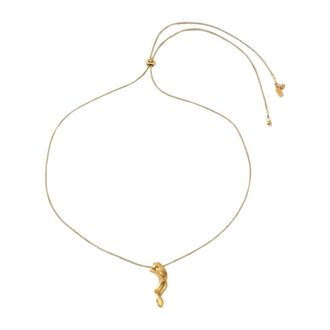 Dansk Copenhagen Ingrid Waterproof 18K Gold Plated Long Necklace - Adjustable Chain & Brushed Stainless Steel - Femme - Accessoires - Jaune - Taille: ONE Size