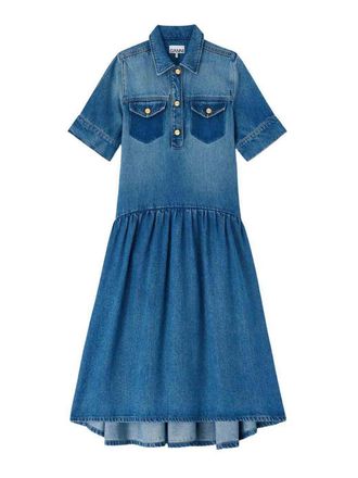 Ganni Knielanges Kleid - Jeansblau