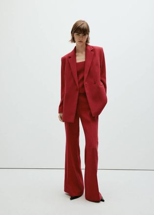 Mango Blazer de costume crois&eacute; avec ceinture rouge - Femme - XXS - MANGO