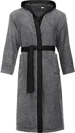 Ladeheid Peignoir de Bain Éponge 100% Coton Homme LA40-190 (Gris Foncé-12/Noir-30, XL)