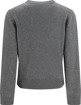 Ganni Teddy Graphic Wool Knit Sweater - Gray
