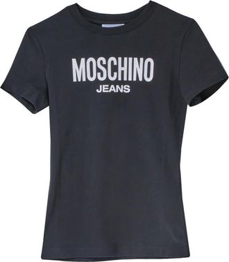 Moschino Femme, Tops, Noir, Taille: 42 FR T-Shirt Logo