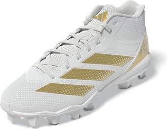adidas Mens Adizero Impact.2 Molded American Football Sneaker, White/Gold Metallic/White, 10