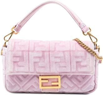 Fendi Hobo Bags - Zucca Embossed Velvet Baguette Satchel - Gr. unisize - in Gold - f&uuml;r Damen