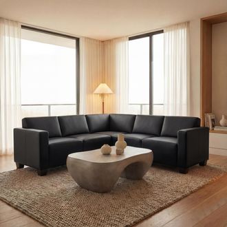 Mendler Modular Sofa-System Couch-Garnitur Lyon 5, Kunstleder - schwarz