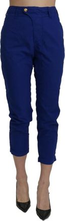 Cycle Femme, Pantalons, Bleu, Taille: W31 Pantalon Cropped Skinny Taille Haute en Coton