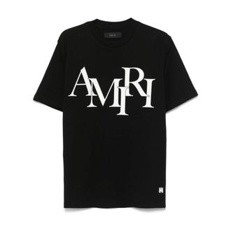 Amiri Schwarzes Staggered Logo Tee Shirt - - Tops - Herren - Schwarzk - S