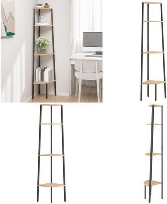 vidaXL Vidaxl - tagère dangle 4 niveaux Marron clair et noir 45,5x31,5x150 cm - Bibliothèque Dangle - Étagère Murale - Rangement Mural - Meuble Dangle