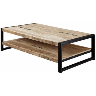 Massivmoebel24 Couchtisch Mango 140x80x40 natur bedruckt FACTORY 126