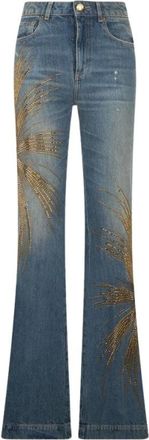 Roberto Cavalli Femme, Jeans, Bleu, Taille: 36 FR Jean &Eacute;vas&eacute; &agrave; Strass