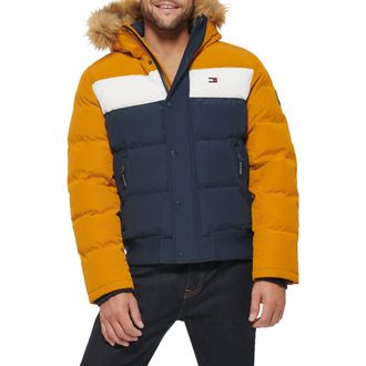 Tommy Hilfiger Herren Steppjacke Arctic Cloth Schnorchel Bomberjacke mit Abnehmbarer Kapuze (Standard und Big & Tall) - mehrfarbig - Large