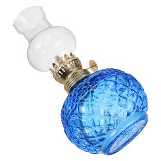 OSALADI Vintage &Ouml;llampe mit Verstellbarem Docht Petroleum Nachttischlampe f&uuml;r Innenbereich und Notbeleuchtung Blaue Retro Sturmlampe mit Warmem Licht f&uuml;r Wohn