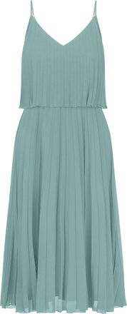 Apart Fashion Damen Plisseekleid, &auml;rmelloses Sommerkleid, Midikleid mit V-Ausschnitt, Spaghettitr&auml;ger mit Perlendetail, eleganter Swingrock, vollst&auml;ndig gef&uuml;ttertes