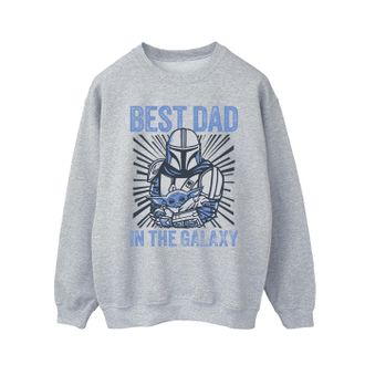Star Wars Mandalorian Best Dad Galaxy Sweatshirt f&uuml;r Herren (Grau)