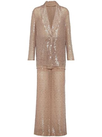 Brunello Cucinelli tailleur &agrave; sequins - Tons neutres
