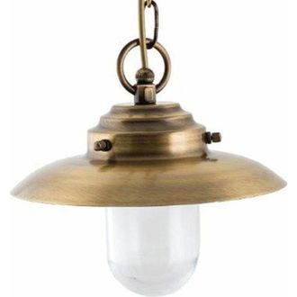 Licht-Erlebnisse Au&szlig;en Pendelleuchte Messing Glas IP54 &Oslash;23cm Maritim Au&szlig;enlampe Balkon Terrasse