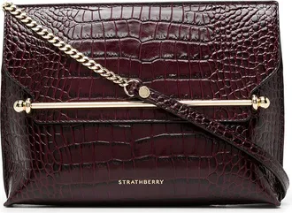 Strathberry sac &agrave; bandouli&egrave;re en cuir &agrave; effet peau de crocodile - Violet