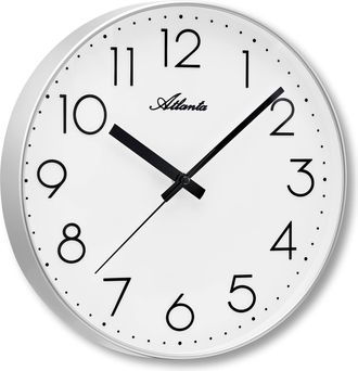 Atlanta Mocassin Moderne Wanduhr ohne Ticken Quarz Analog Rund 30 cm - 4529/19 Silber