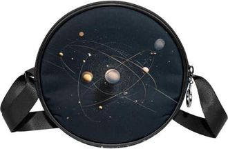 Generic Sac &agrave; bandouli&egrave;re Circle pour femme, petit sac &agrave; bandouli&egrave;re complexe galaxie avec fermeture &eacute;clair, bretelles r&eacute;glables, sac &agrave; main rond d&eacute;contract&eacute; 