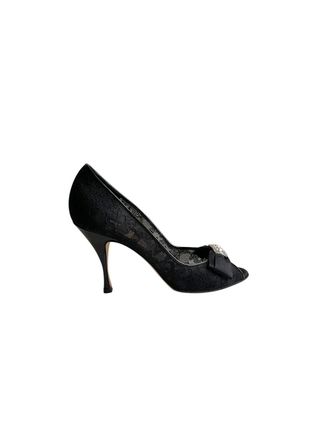 Dolce & Gabbana Black Lace Embellished Pumps Size 39.5