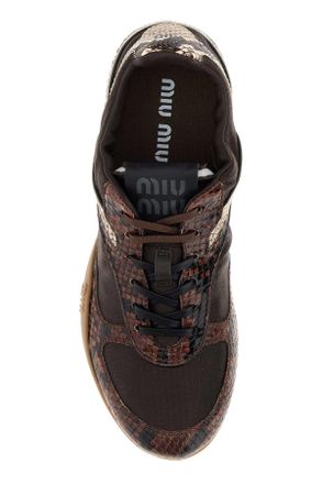 Miu Miu Python-Print Leather Sneaker - Brown