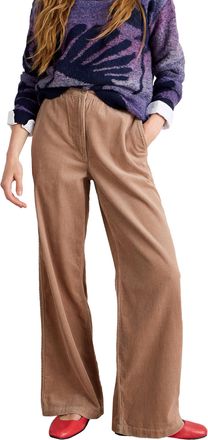 White Stuff Belle Cordhose mit Weitem Bein - Mittelhoher Bund, Volle L&auml;nge, aus Baumwollmischgewebe mit Rei&szlig;verschluss - Hell Nat&uuml;rlich - Gr&ouml;&szlig;e 40/R