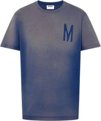Moschino unisex, Tops, Bleu, Taille: S T-shirt imprim&eacute; en jersey de coton