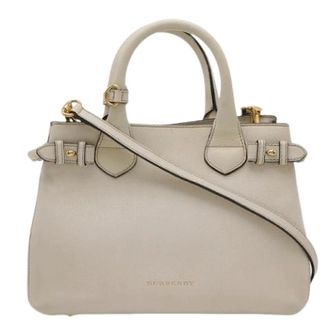 Burberry Pre-owned Sac bandouli&egrave;re Banner Small Side Check en toile et cuir - Femme - Pre-owned - Beige - Taille: ONE Size
