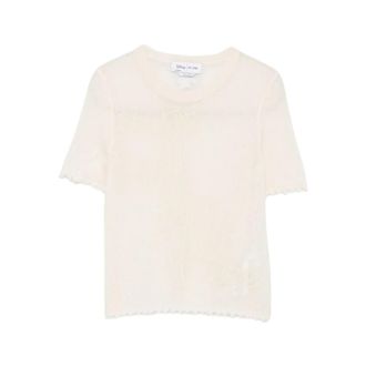 Re/Done T-shirt d&eacute;lav&eacute; brod&eacute; - Femme - Pulls - Beige - Taille: 38 FR