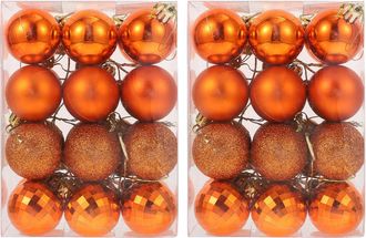 BESTONZON Christbaumschmuck Kugeln Weihnachtskugeln Kunststoff Baumanhänger: 4cm Orange Weihnachtsdeko Kugeln 48 Stücke Weihnachtsbaum Anhänger Festival Party D