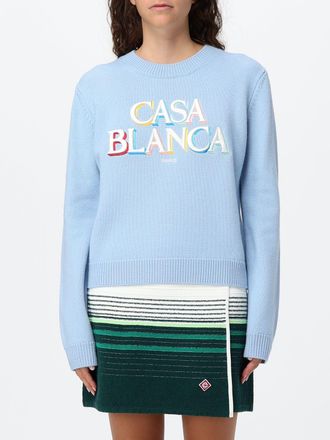 Casablanca Pull &agrave; col rond en pure laine avec logo contrast&eacute; et &eacute;paules tombantes