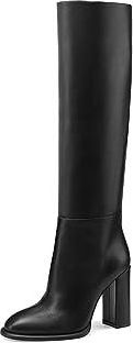Queen Helena Bottes hautes au genou avec talon bloc femme K3221, Noir, 37 EU