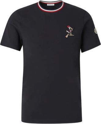 Moncler logo-patch round-neck T-shirt - Blau